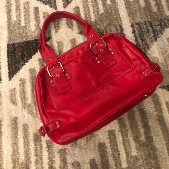 Perlina | Bags | Perlina Red Leather Purse With Silver Hardware C4 ...